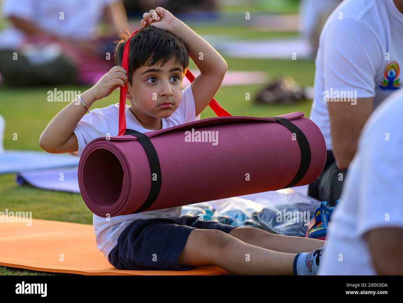 UN International Day of Yoga in Doha A Boy attends the yoga event organised by the Indian ...