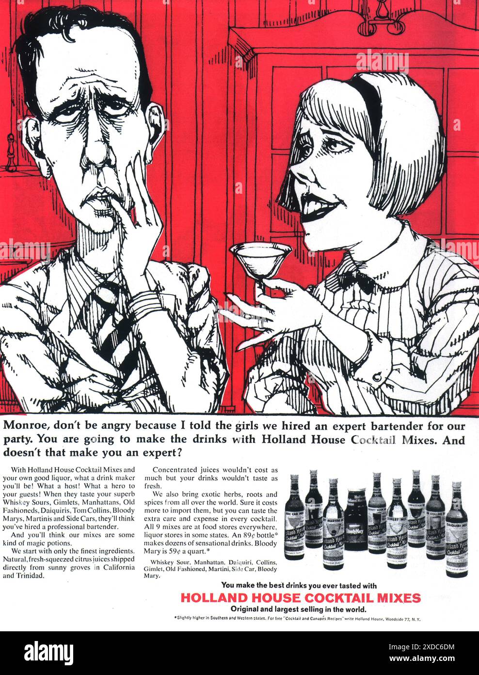 1964 Holland House cocktail mixes ad - Monroe and Wife Stock Photo - Alamy