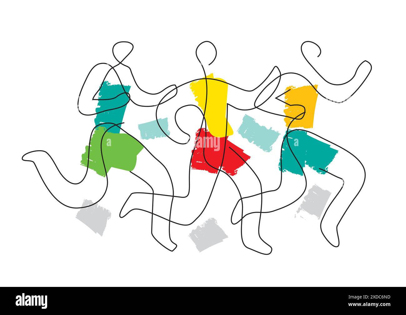 Running race, marathon, jogging, line art stylized. Stylized ...