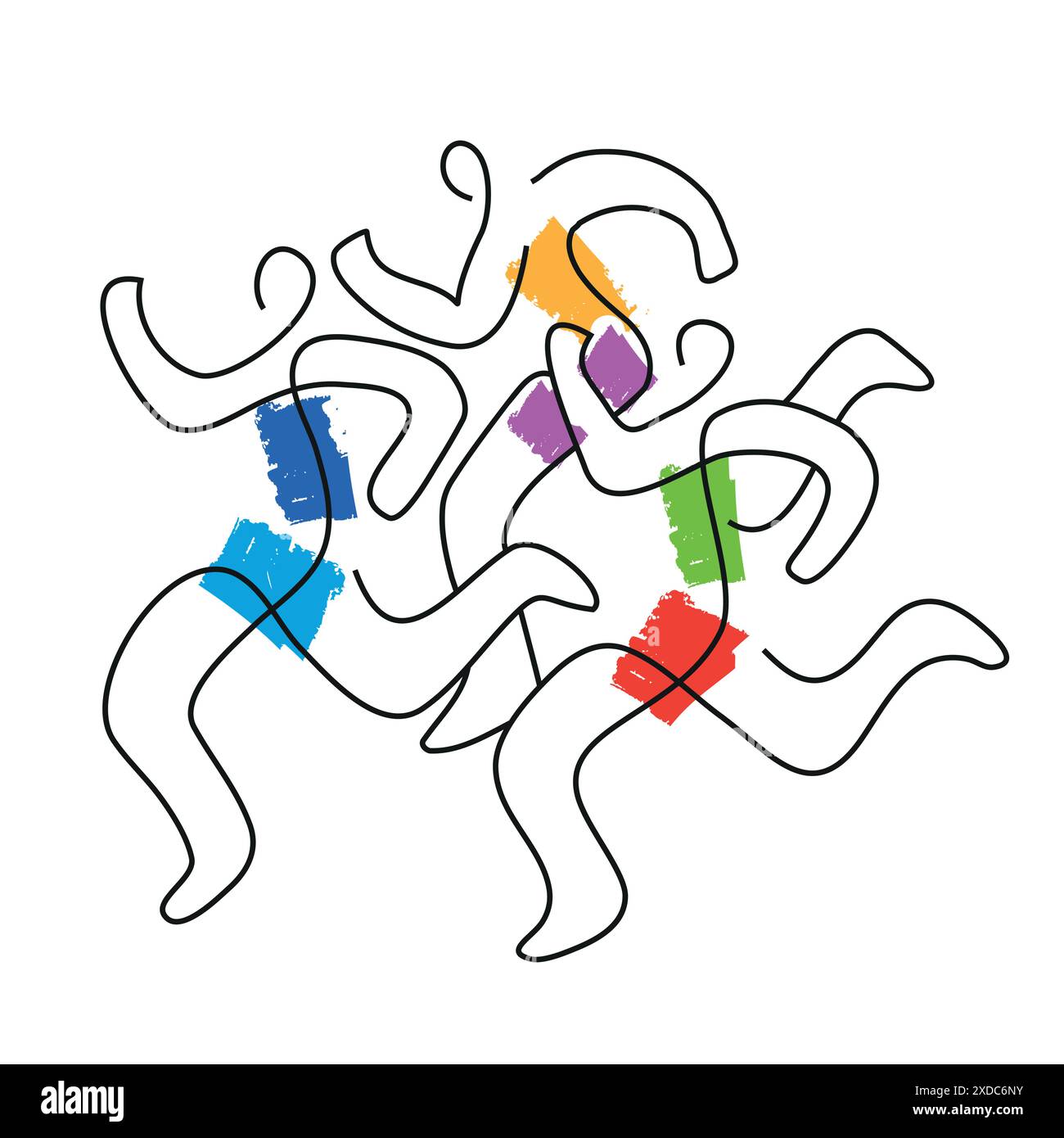 Running race, marathon, jogging, line art stylized. Stylized ...