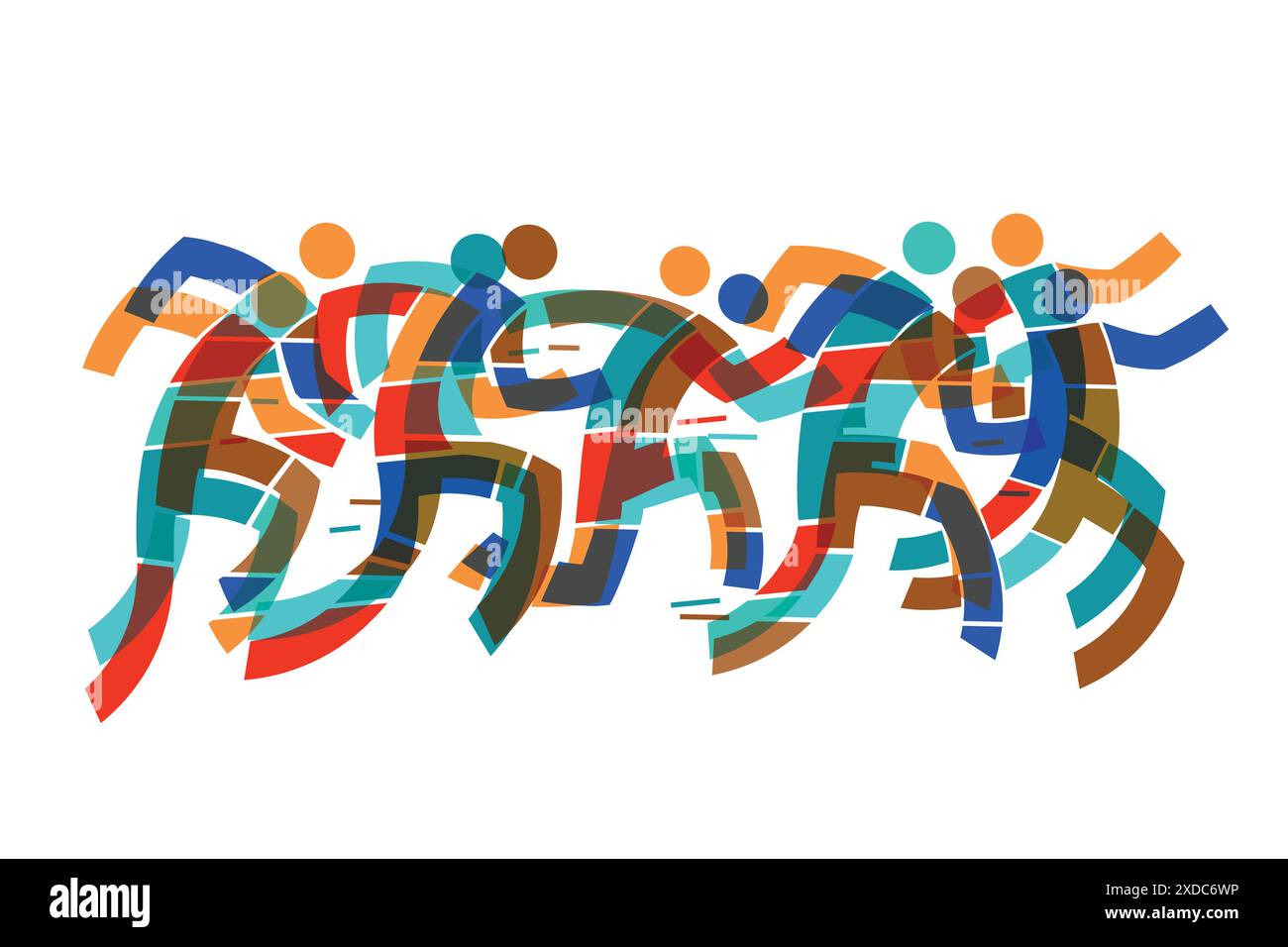 Running race,marathon, jogging. Dynamic Illustration of group of ...