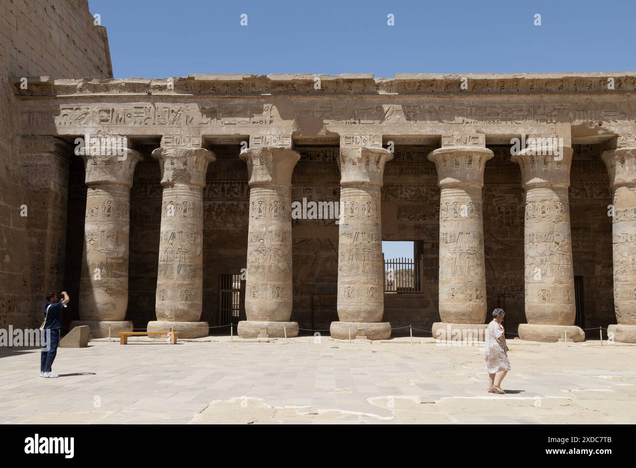 The papyriform columns on the southern side of the first courtyard in ...