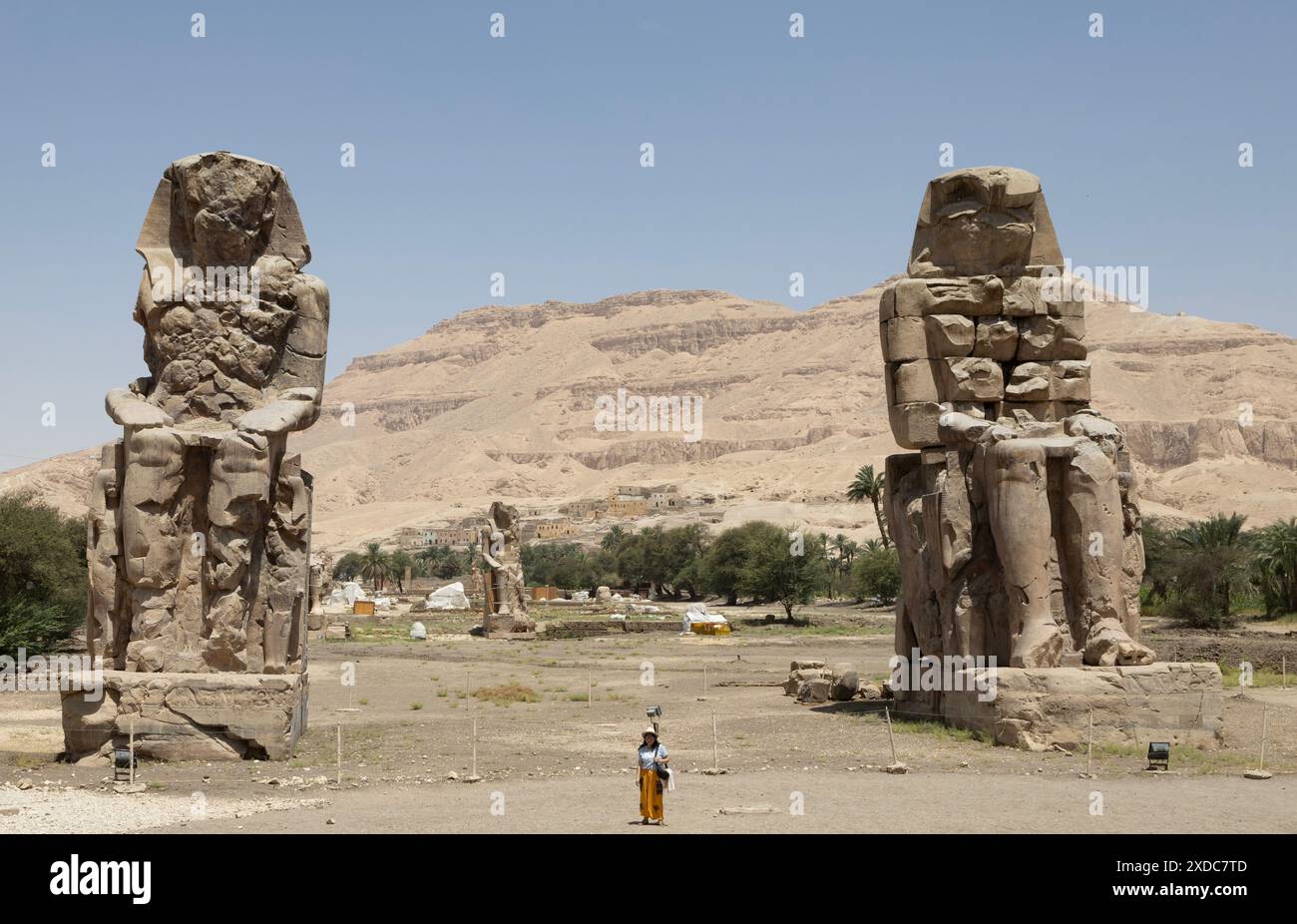The Colossi of Memnon, and two recently raised ones all representing ...