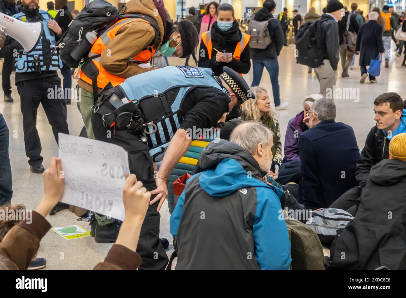 LONDON, ENGLAND - 11 November 2023: People staging a pro-Palestine sit ...