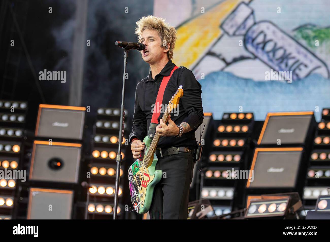 Manchester, England, 21st June, 2024. Billie Joe Armstrong of Green Day ...