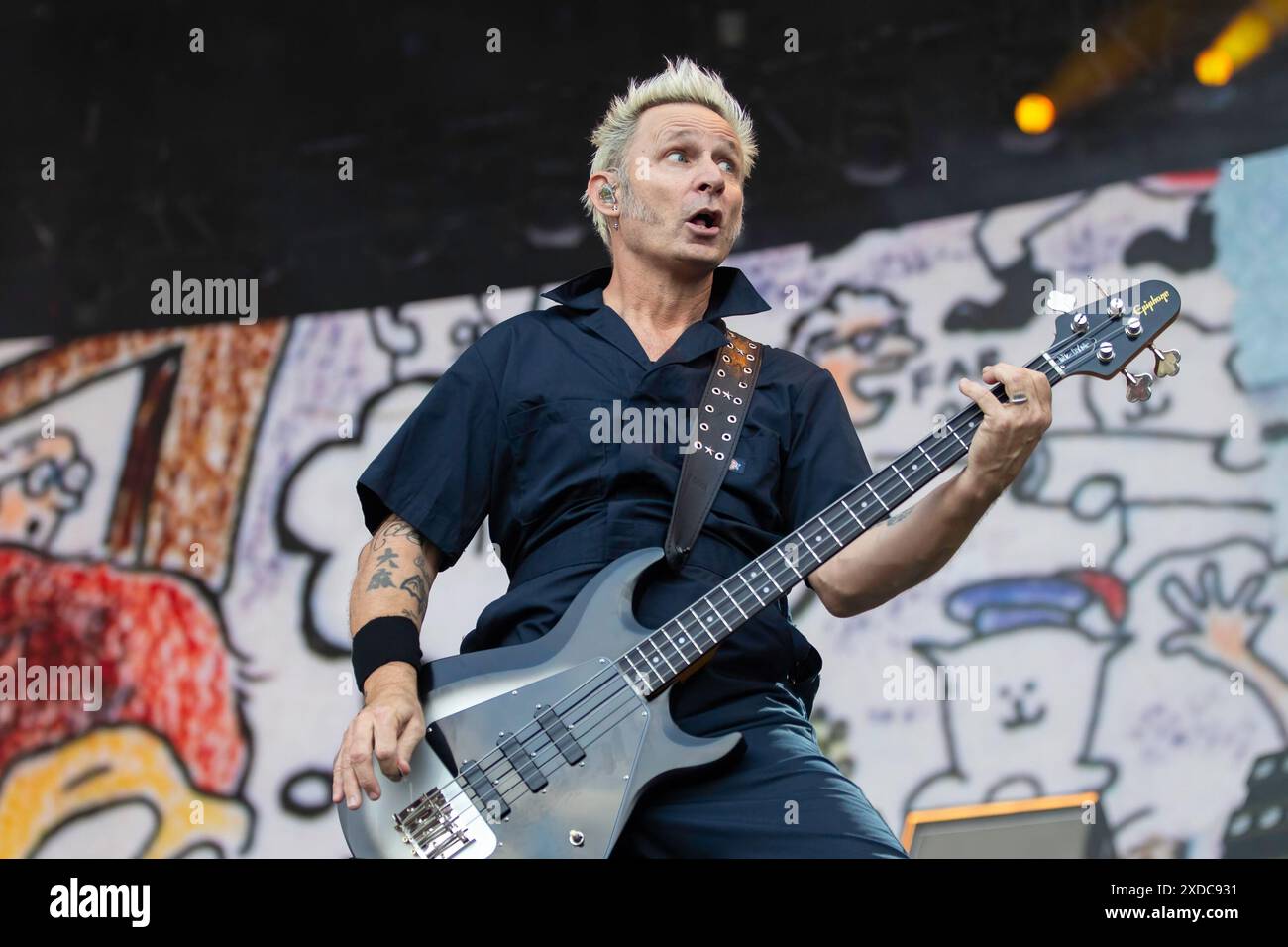 Manchester, England, 21st June, 2024. Mike Dirnt of Green Day ...