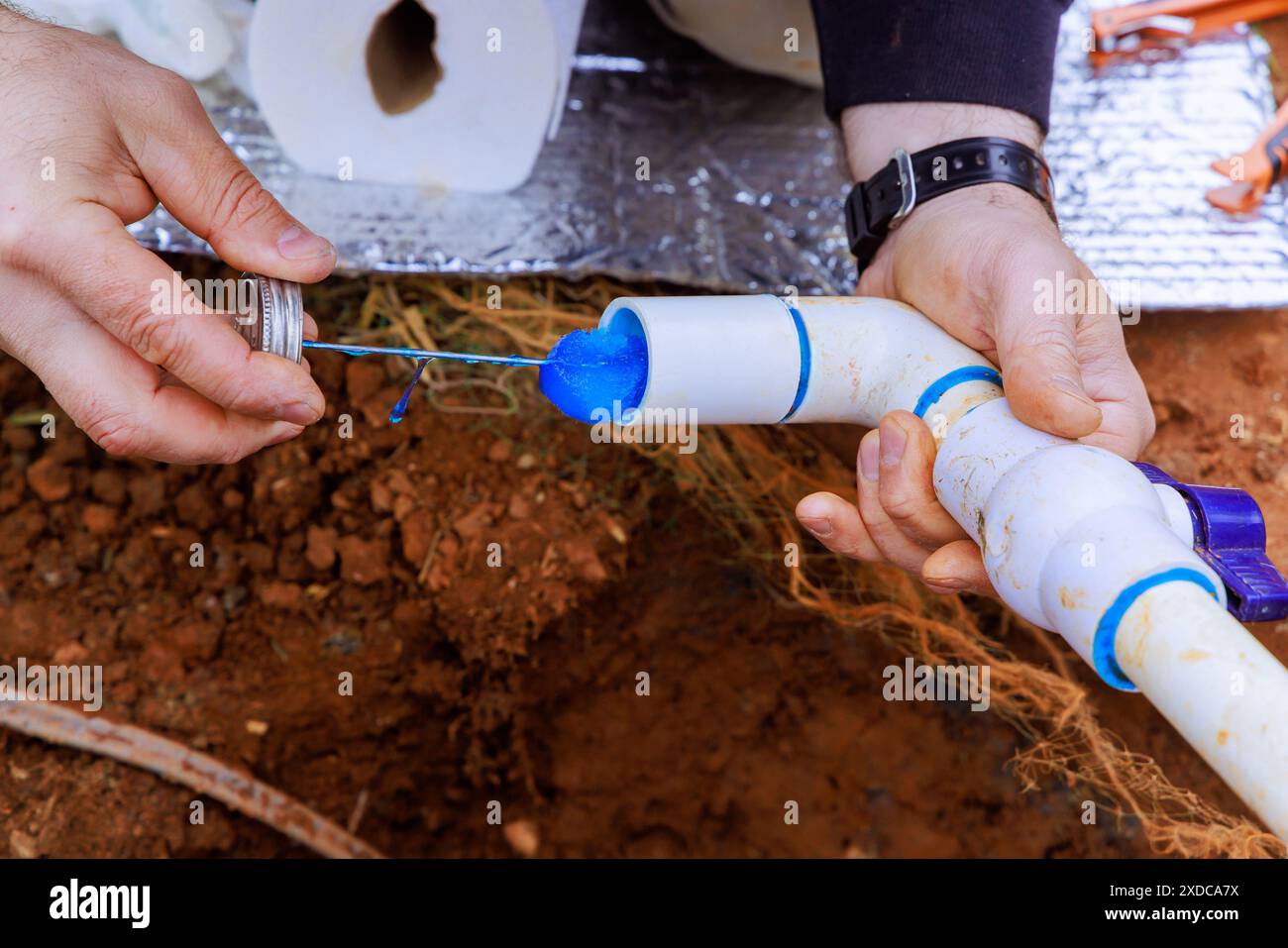 House is being connected to water supply well system pump Stock Photo ...