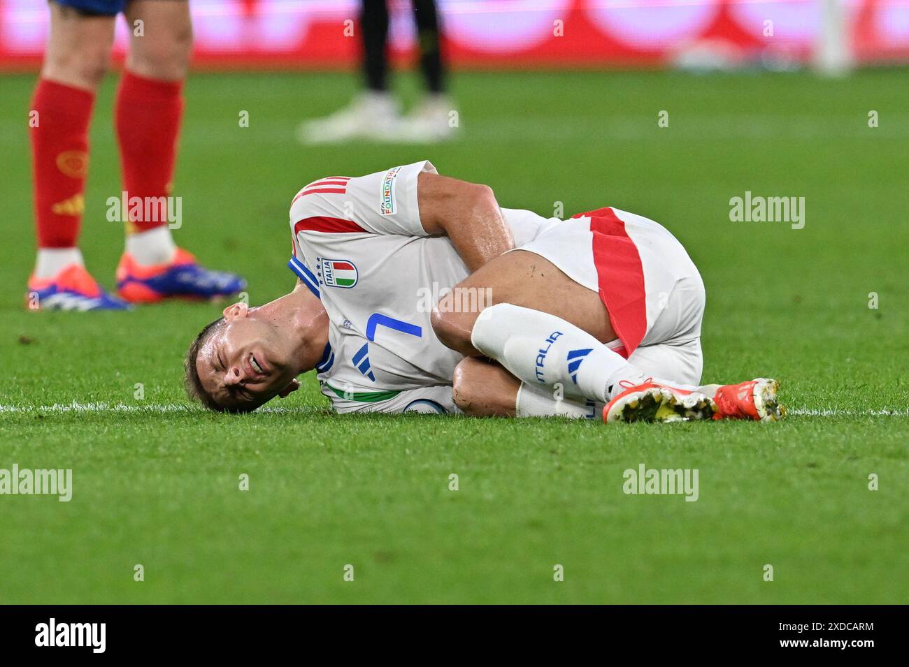 Davide Frattesi (7) of Italy pictured laying down in pain with an ...