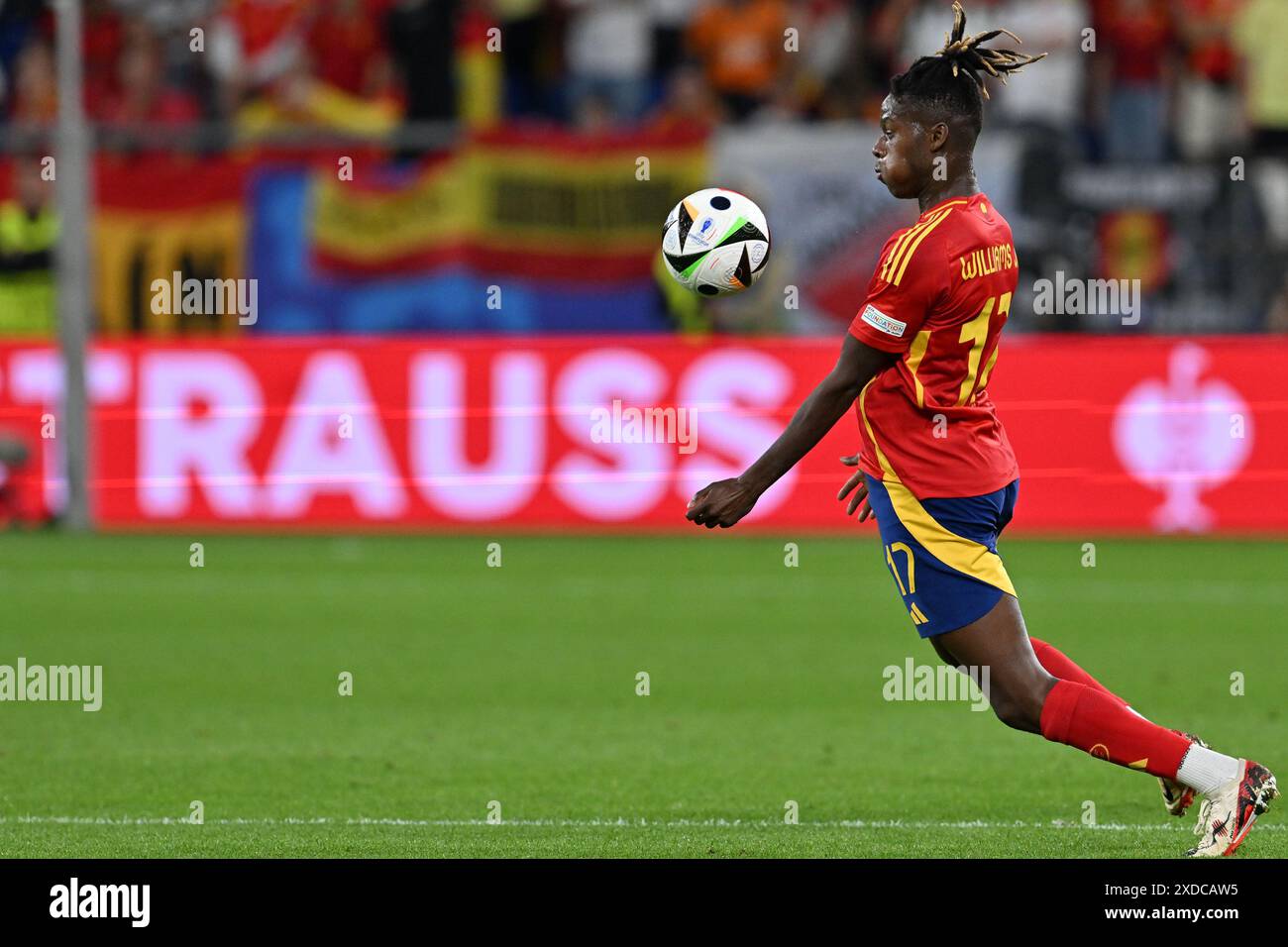 Nico Williams (17) of Spain pictured in action during a soccer game ...