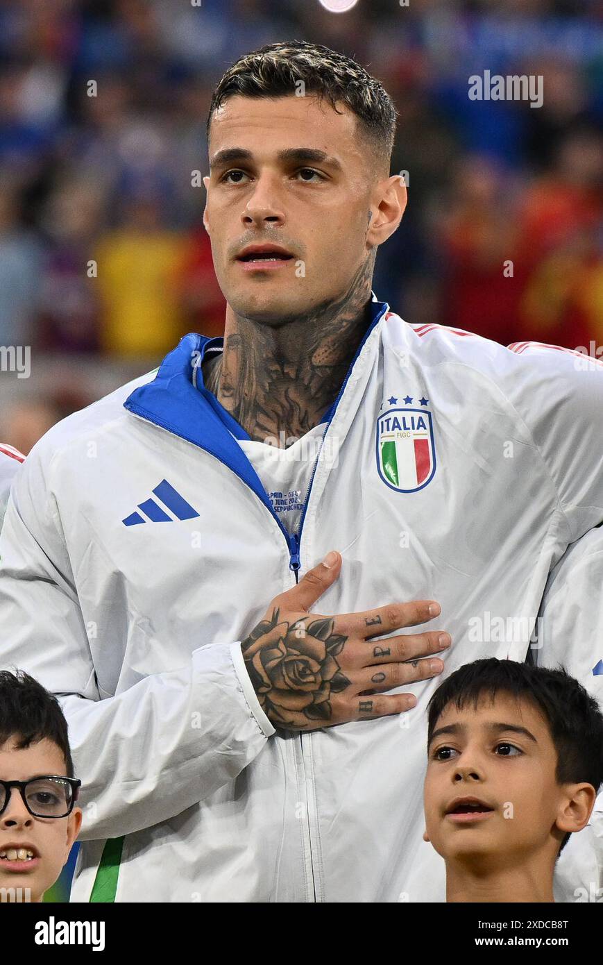 Gelsenkirchen, Germany. 20th June, 2024. Gianluca Scamacca (9) of Italy ...