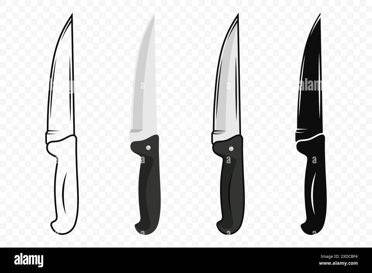 Vector Kitchen Knife Icon Set, Isolated. Various Kitchen Knives Design ...