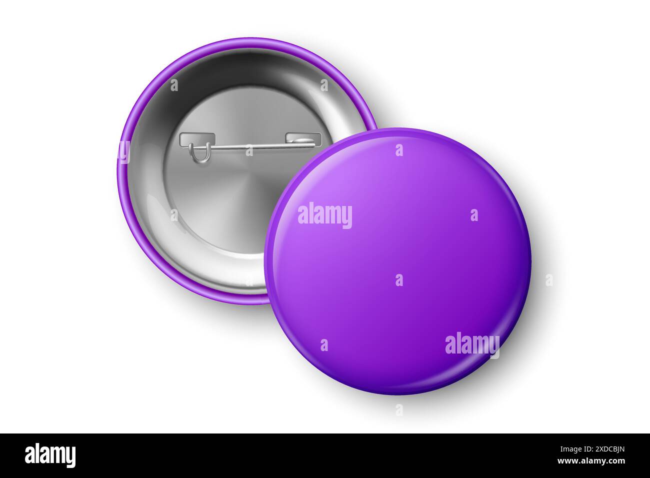 Vector 3d Realistic Purple Blank Round Button Badge Closeup, Isolated ...