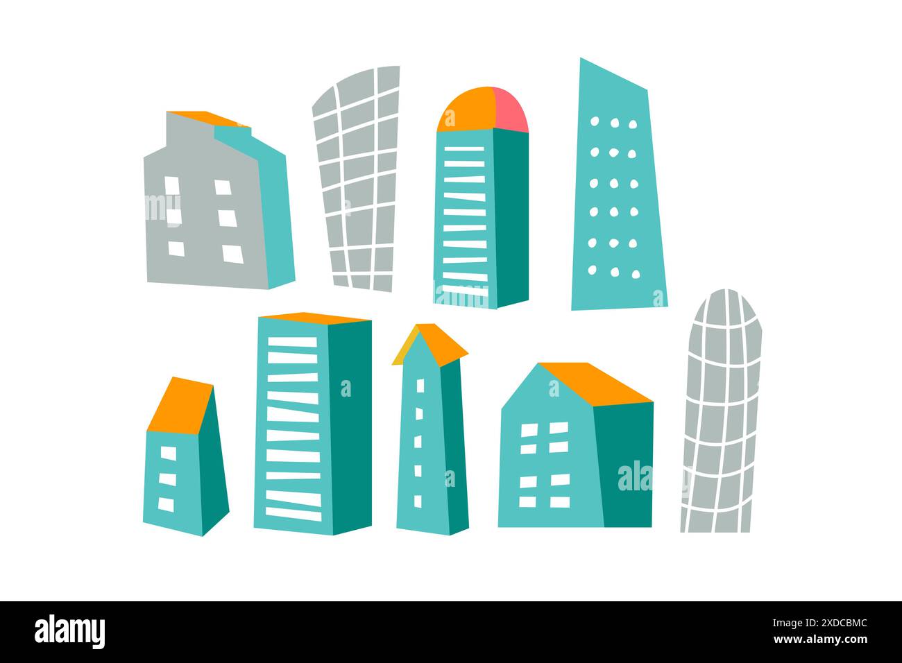Colorful little cute buildings illustration Stock Vector Image & Art ...