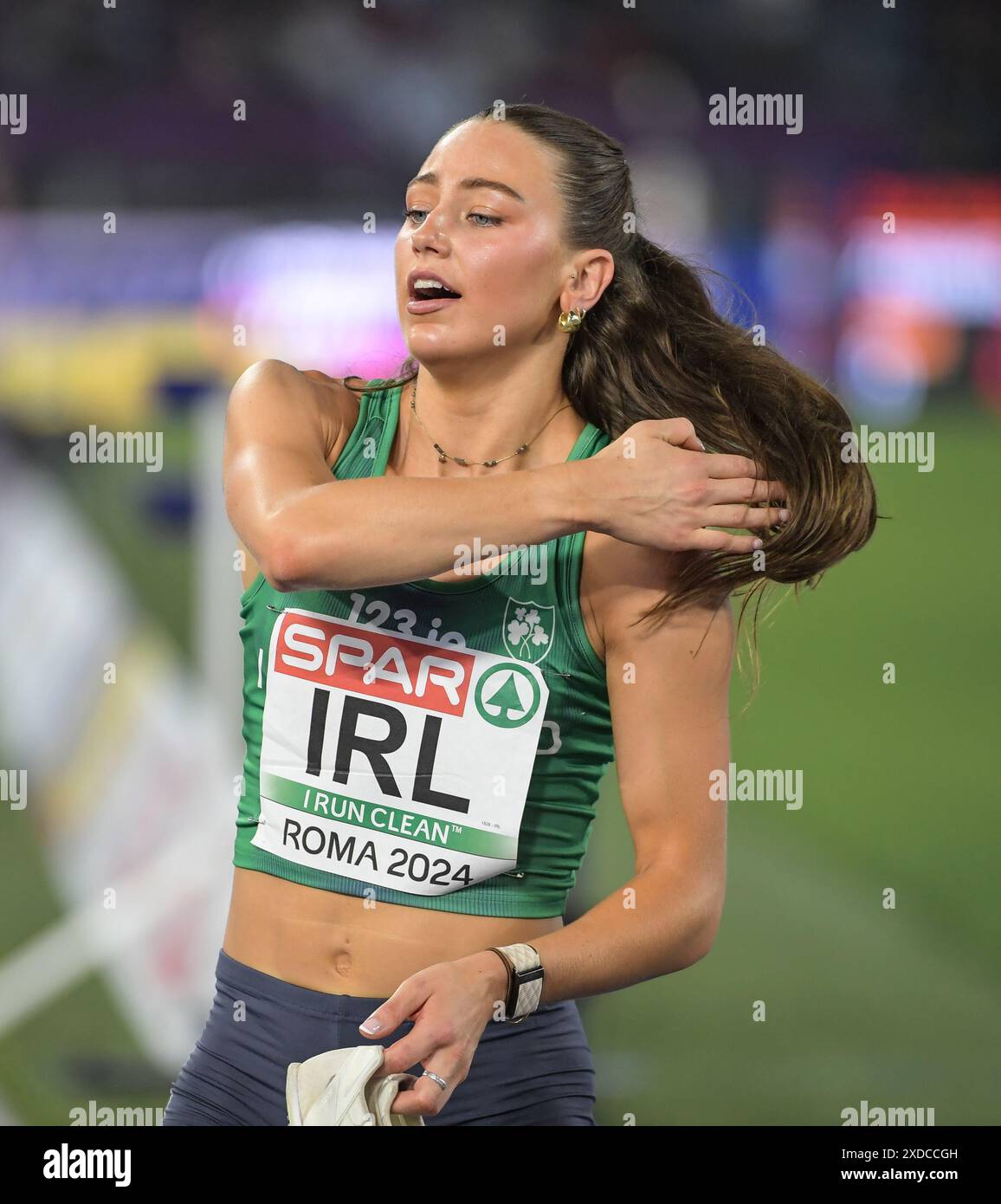 Sophie Becker of Ireland competing in the women’s 4x400m relay final at ...