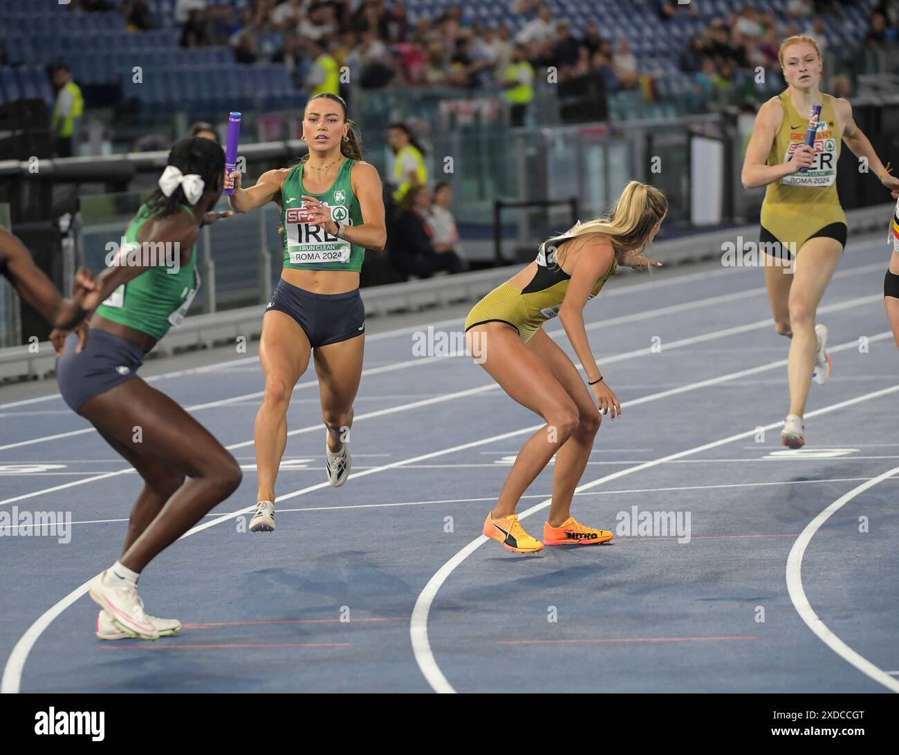 Sophie Becker of Ireland competing in the women’s 4x400m relay final at ...
