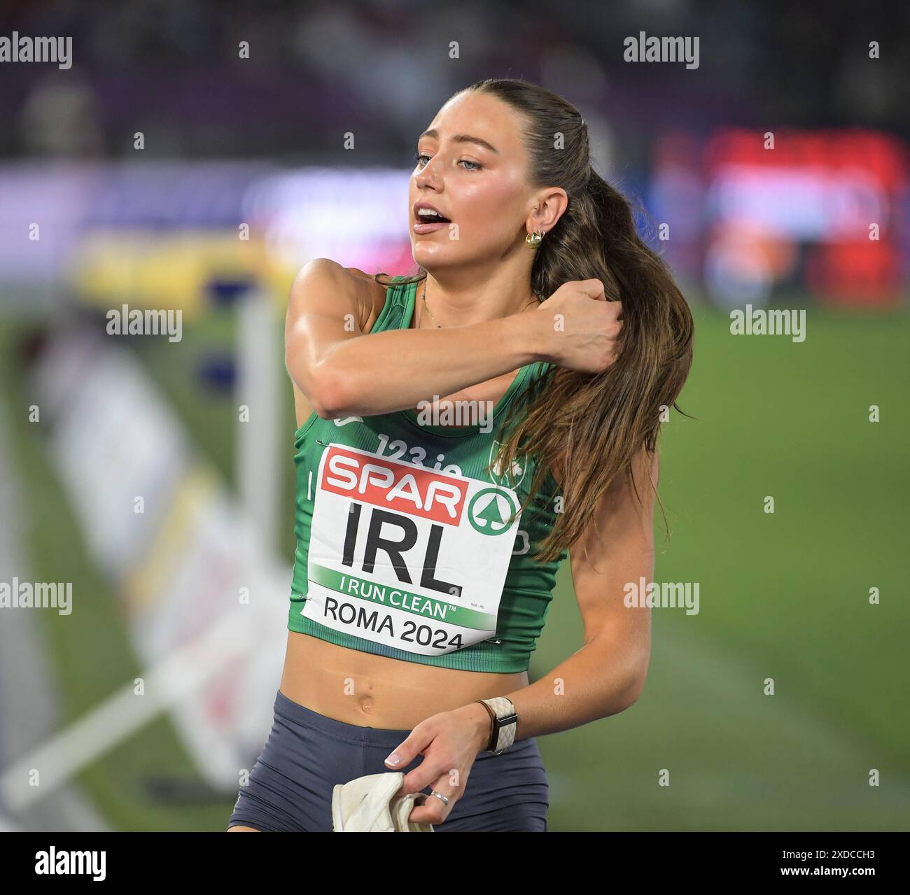 Sophie Becker of Ireland competing in the women’s 4x400m relay final at ...