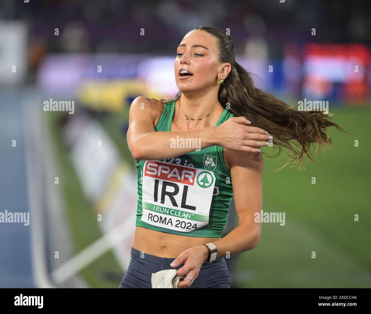 Sophie Becker of Ireland competing in the women’s 4x400m relay final at ...