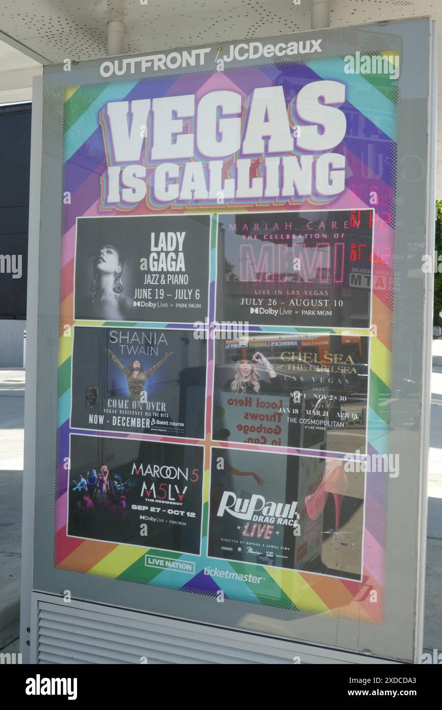 Los Angeles, California, USA 20th June 2024 Vegas is Calling Bus Stop ...