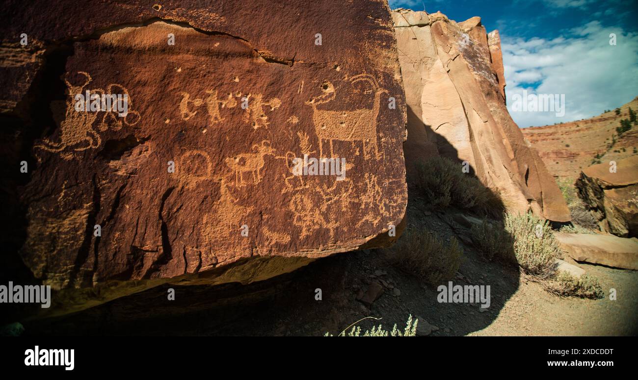 The “juggler” or “balloon salesman” petroglyph panel in Nine Mile ...