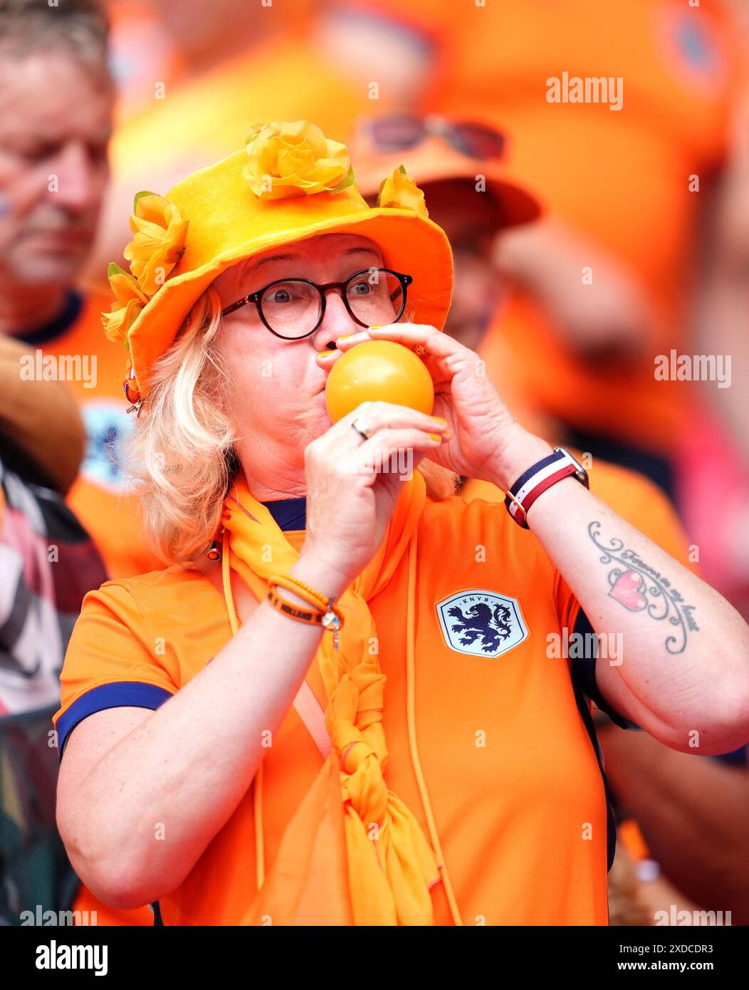 Netherlands fans in fancy dress before the UEFA Euro 2024 Group D match ...