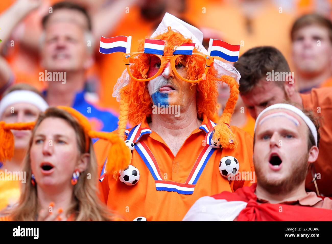 Netherlands fans in fancy dress before the UEFA Euro 2024 Group D match ...