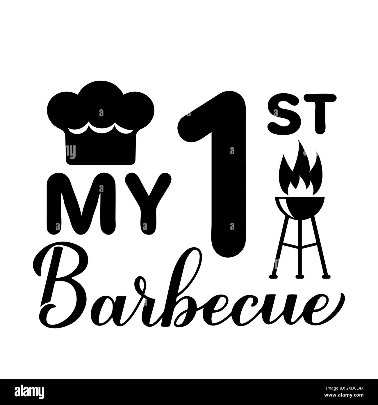 My 1st barbeque calligraphy hand lettering isolated on white. Baby ...