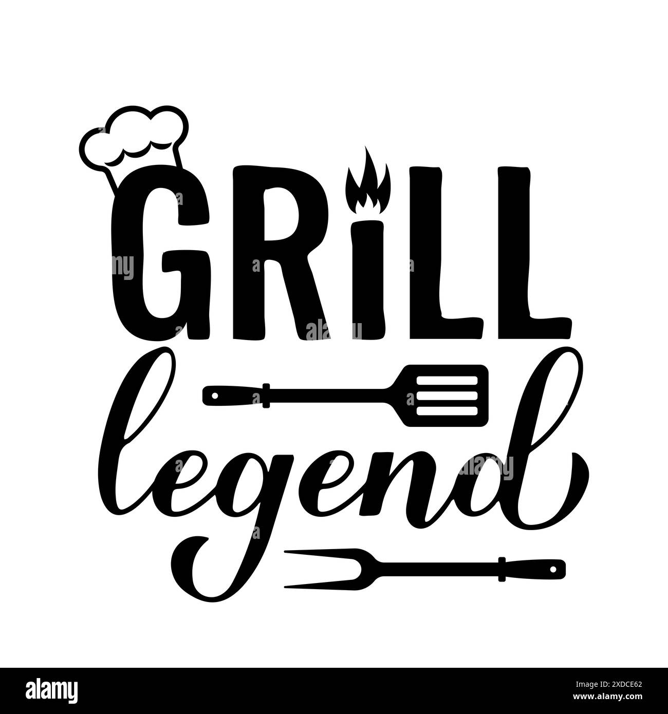 Grill legend calligraphy hand lettering isolated on white. Funny BBQ ...