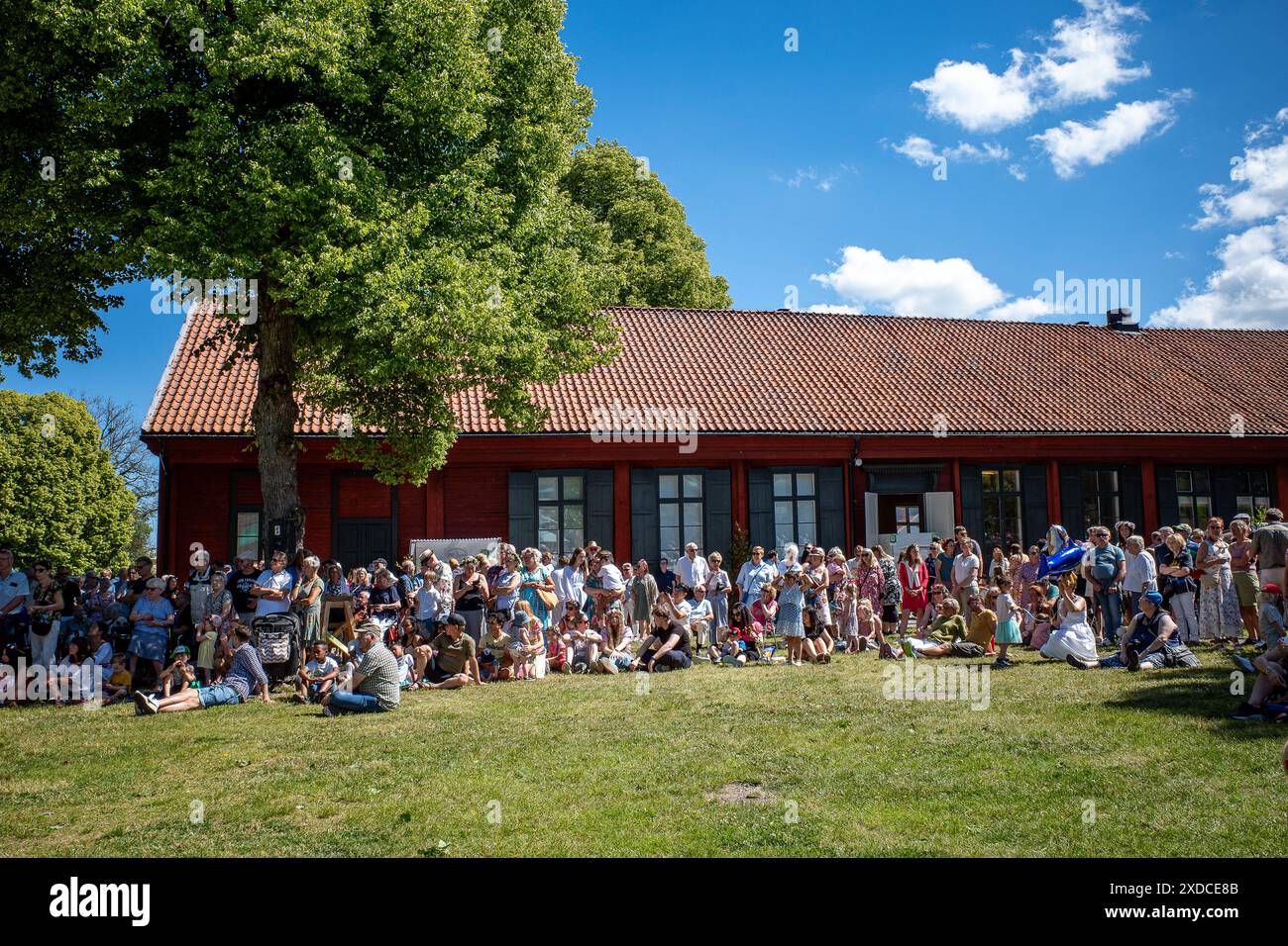 Traditional Swedish midsummer celebration with Folkdance in Söderköping, Sweden on June 21, 2024 ...