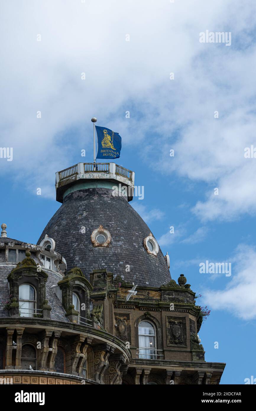 Tower of the Grand Hotel with the flag of Britannia Hotels flying ...
