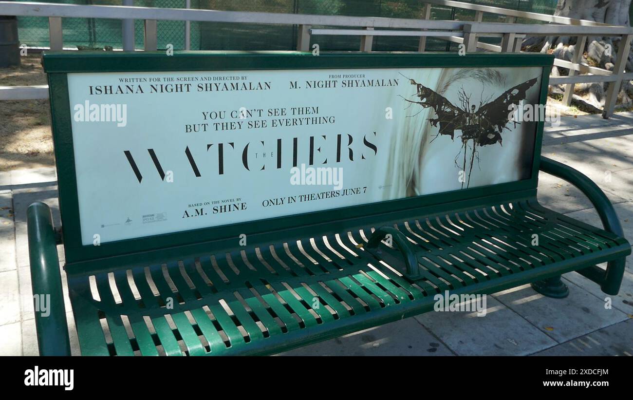 Los Angeles, California, USA 20th June 2024 The Watchers Bus Bench on ...