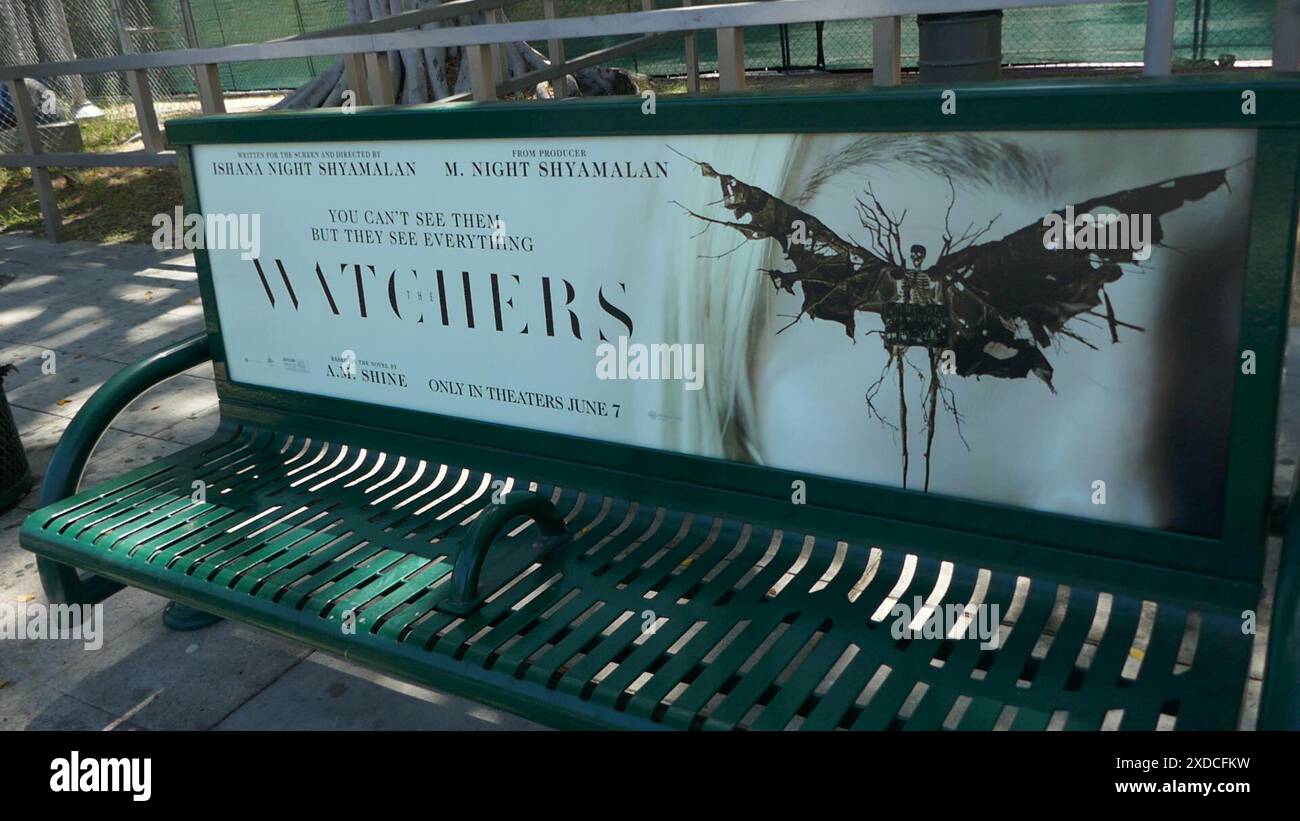 Los Angeles, California, USA 20th June 2024 The Watchers Bus Bench on ...
