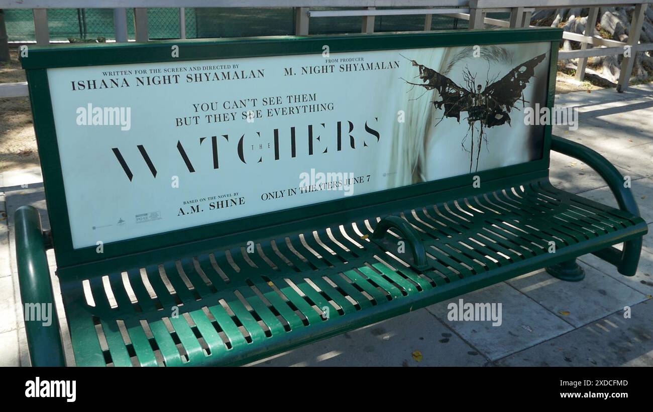 Los Angeles, California, USA 20th June 2024 The Watchers Bus Bench on ...