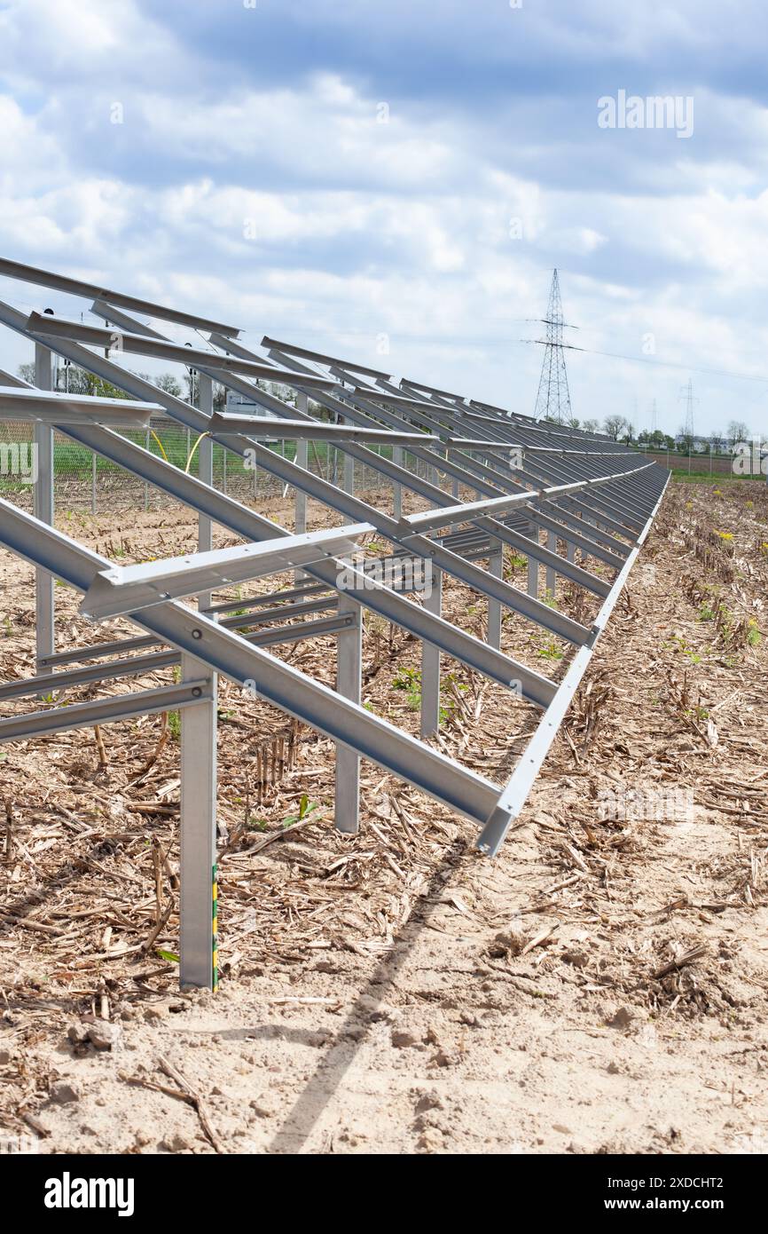 Metal Structure for Solar Panels on Field Stock Photo - Alamy