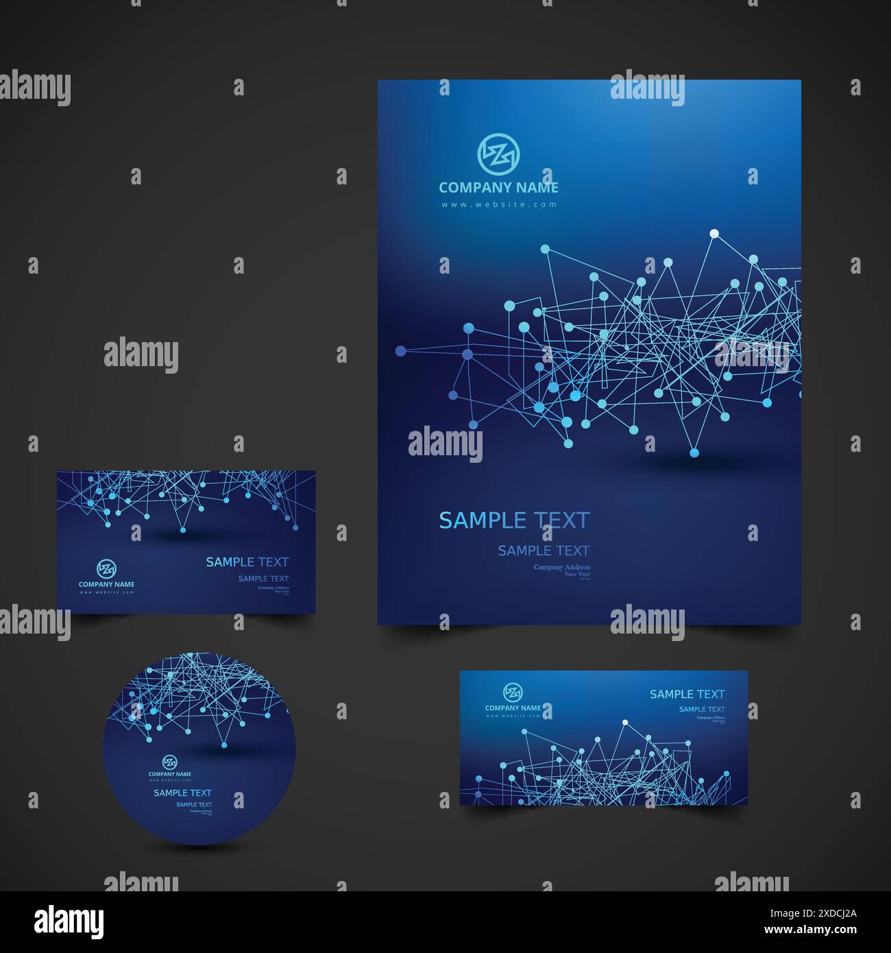 dark blue business stationery vector design illustration Stock Vector ...