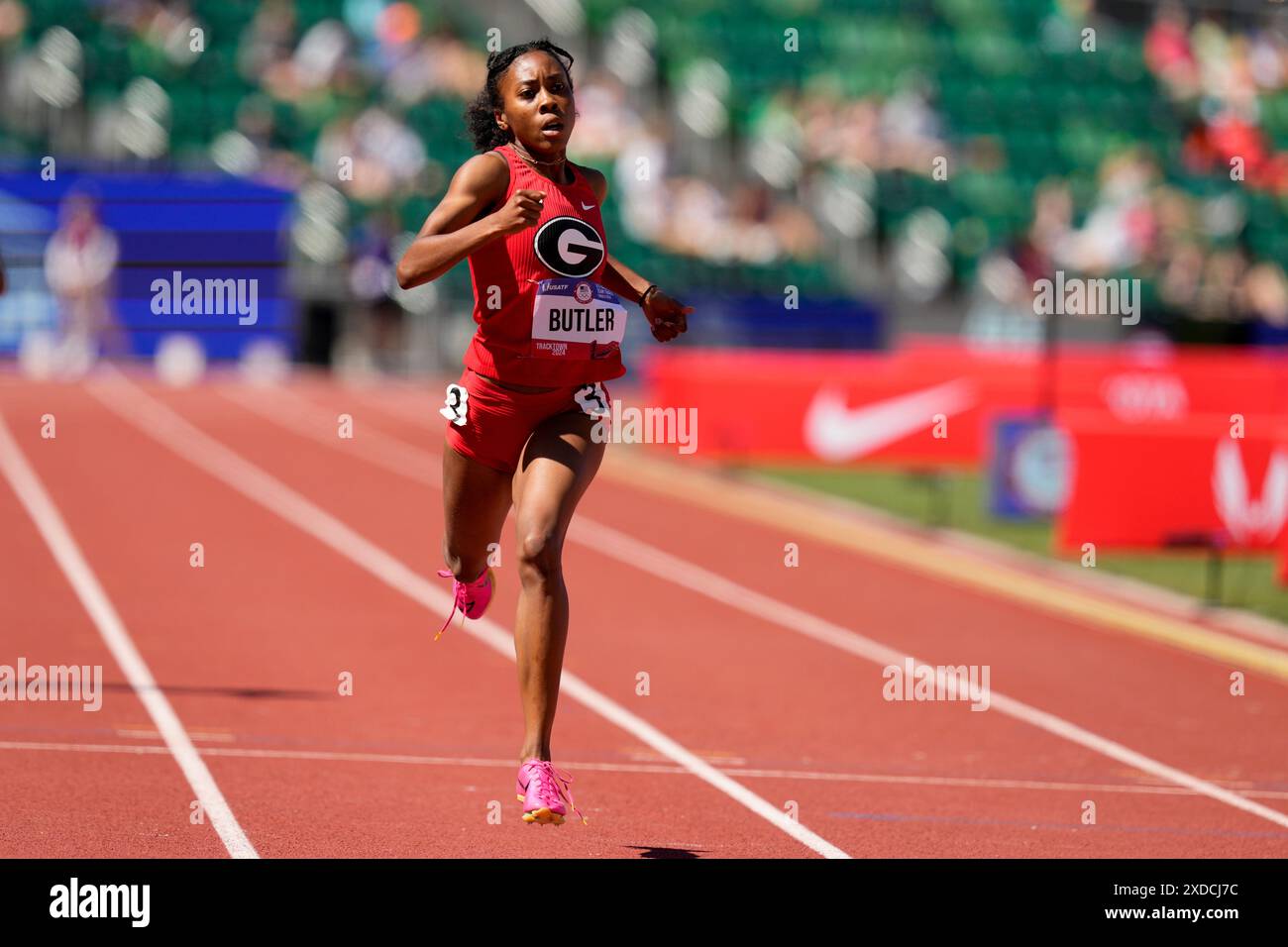 Aaliyah Butler wins a heat women's 400-meter run during the U.S. Track ...