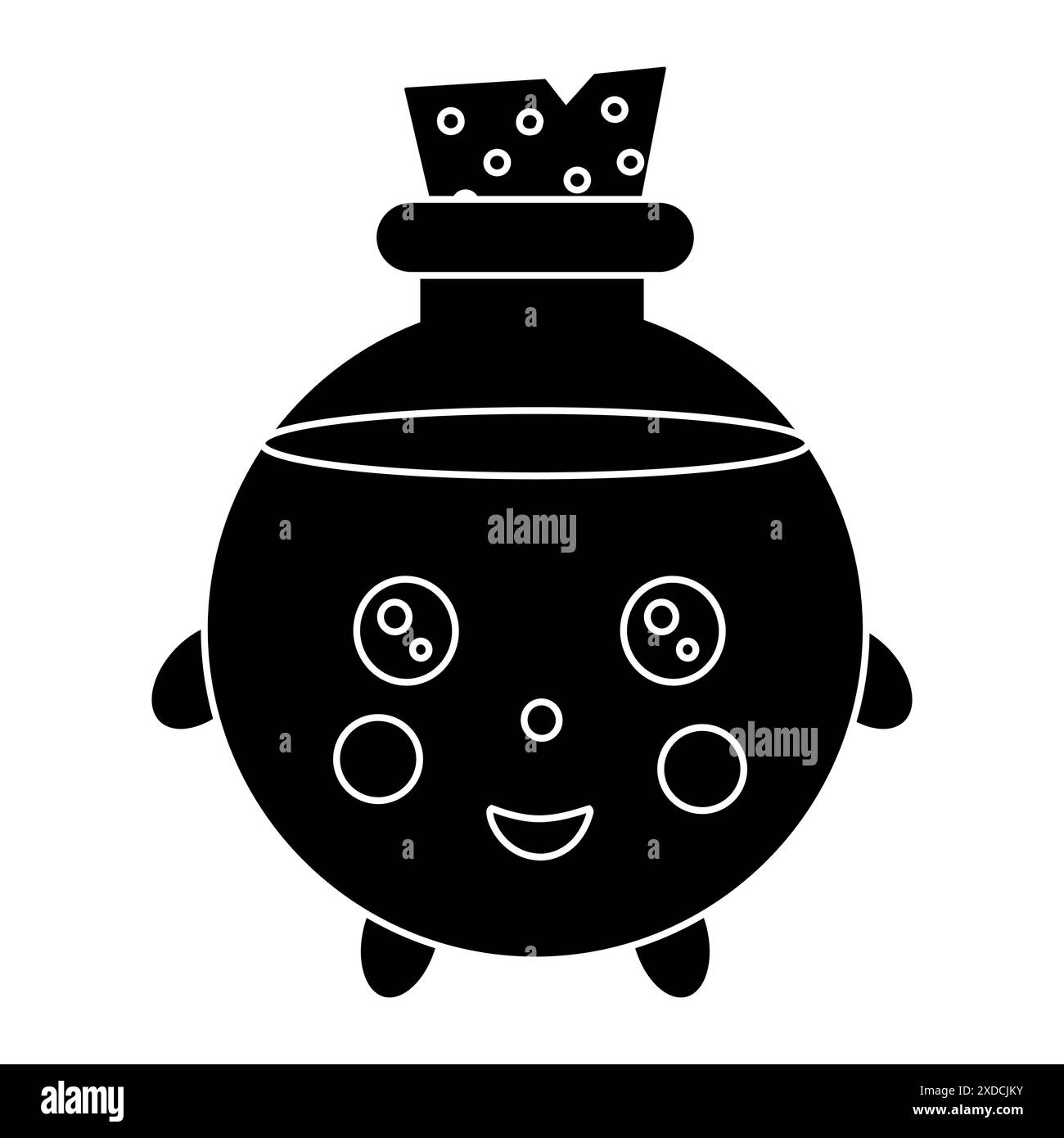 Black silhouette of cute bottle with magic poison, glyph icon flat ...