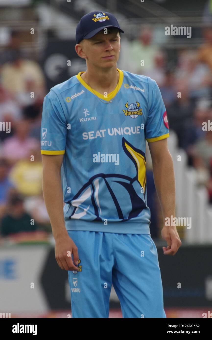 Chester le Street, 21 June 2024. William Luxton fielding for Yorkshire ...