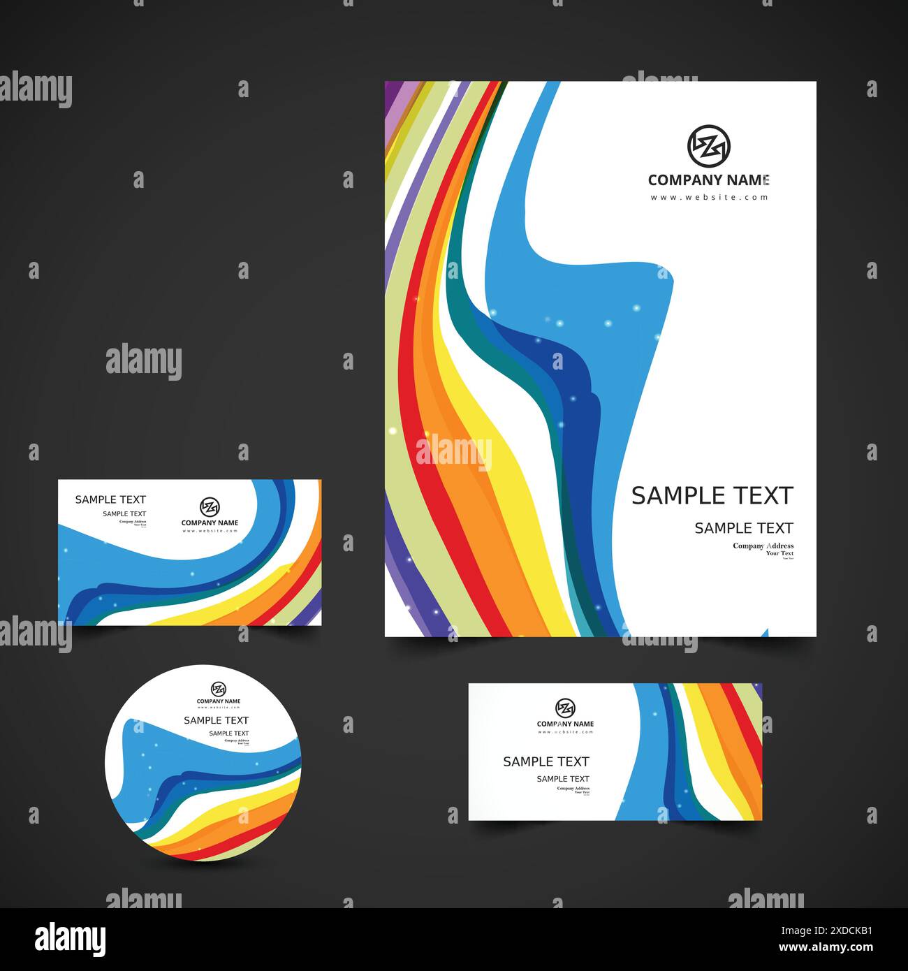 wavy colorful business stationery Stock Vector Image & Art - Alamy