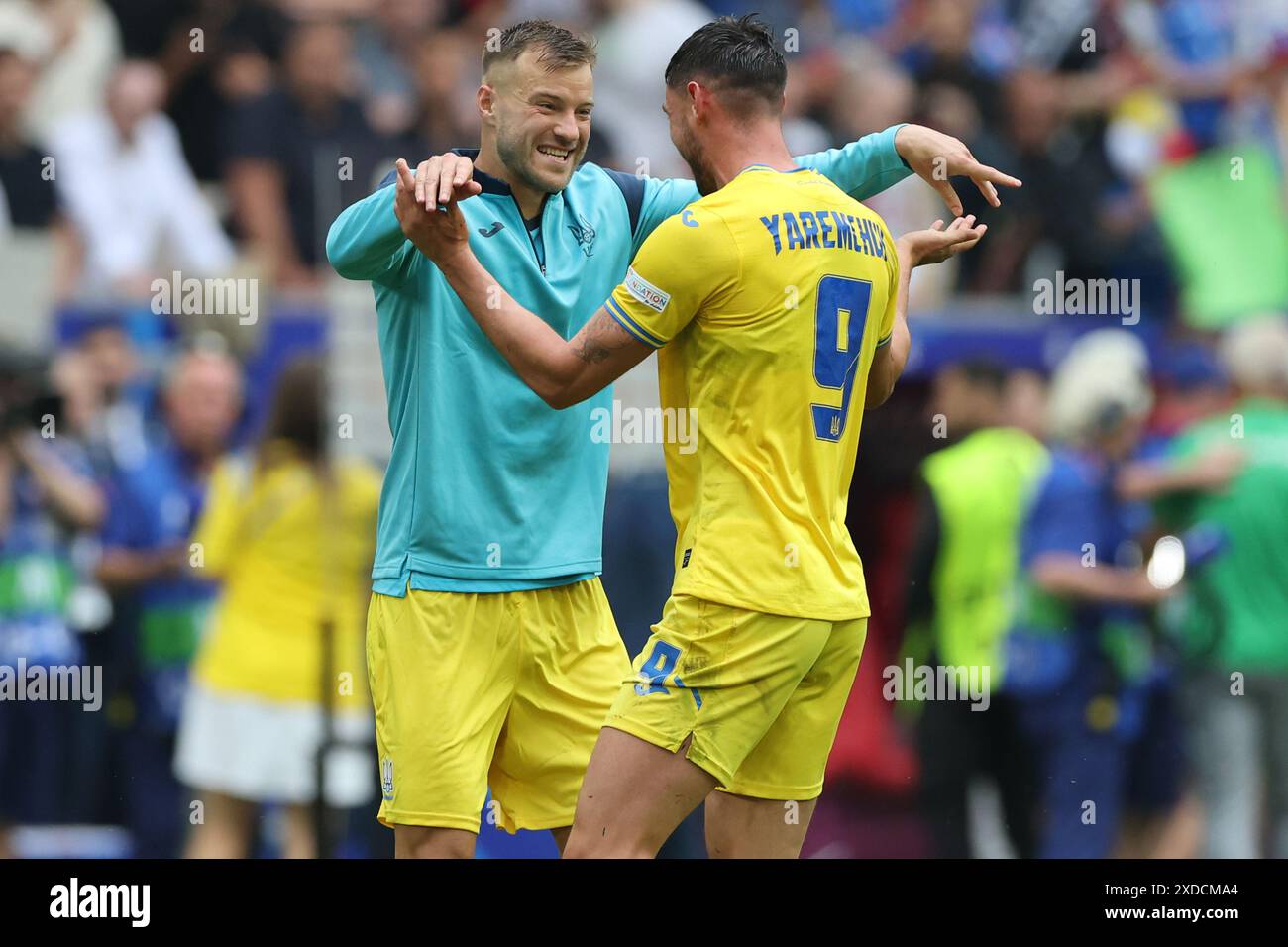 Dusseldorf, Germany 21.06.2024: Roman Yaremchuk of Ukraine celebrate ...