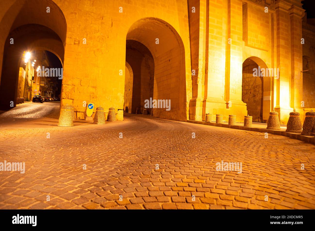Ancient City Gates Illuminated in the Night. Entrance of old town of ...