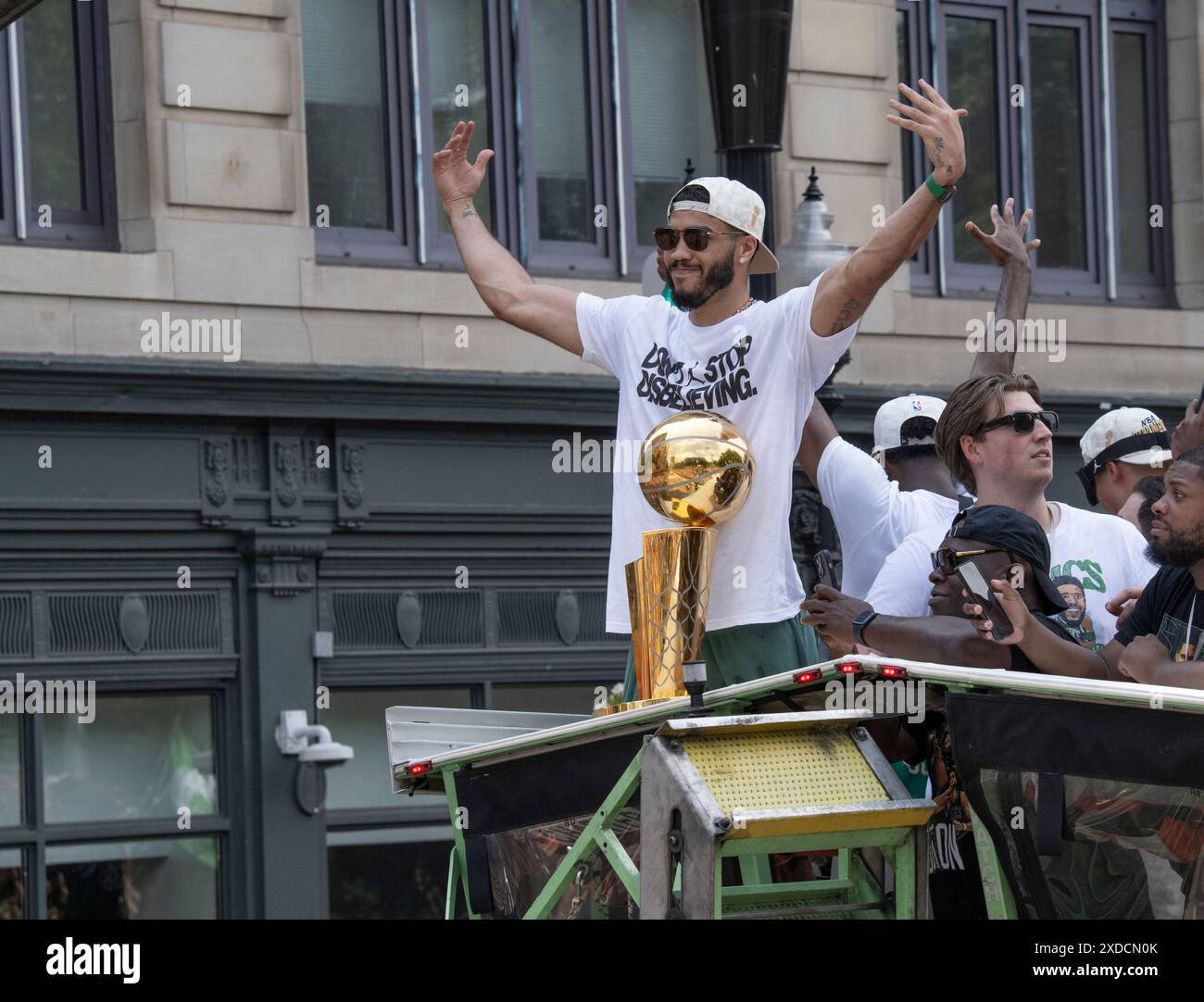 Boston, Massachusetts, USA June 21, 2024 Jason Tatum holding the Larry ...