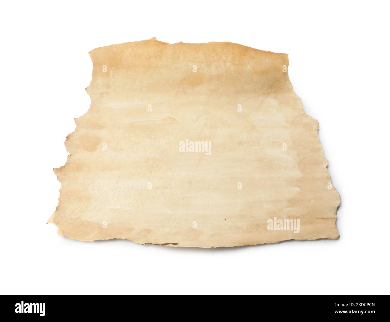 Sheet of old parchment paper isolated on white Stock Photo - Alamy