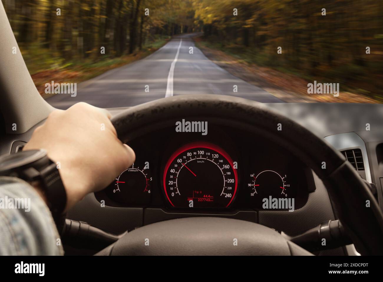 Hand on steering wheel pov hi-res stock photography and images - Alamy