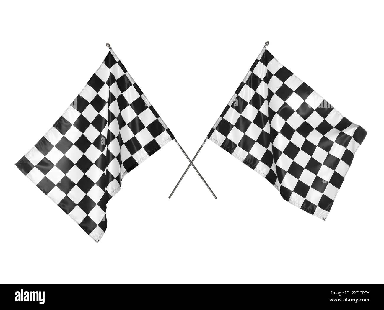 Two checkered finish flags isolated on white Stock Photo - Alamy