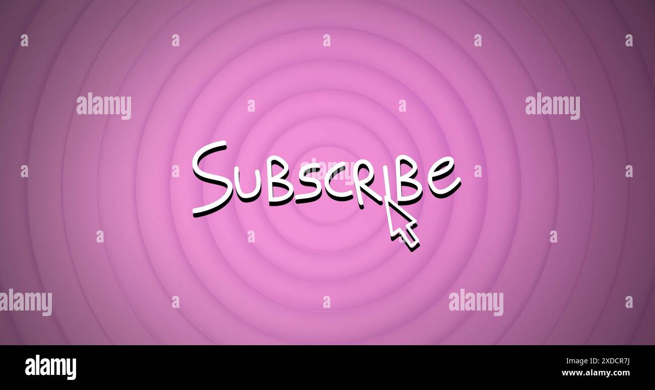 Image of subscribe text over pink circles pulsating background Stock ...