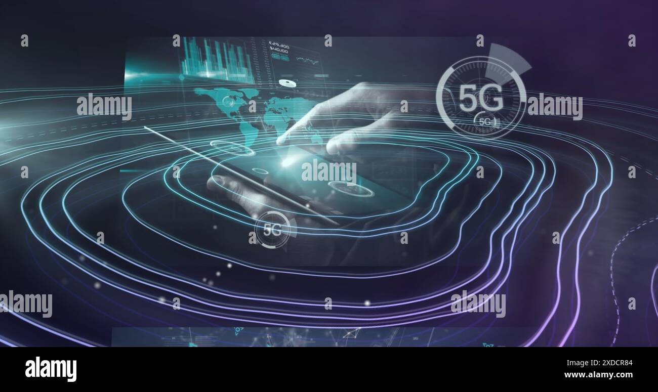 Image of cctv camera and data processing over white map lines ...