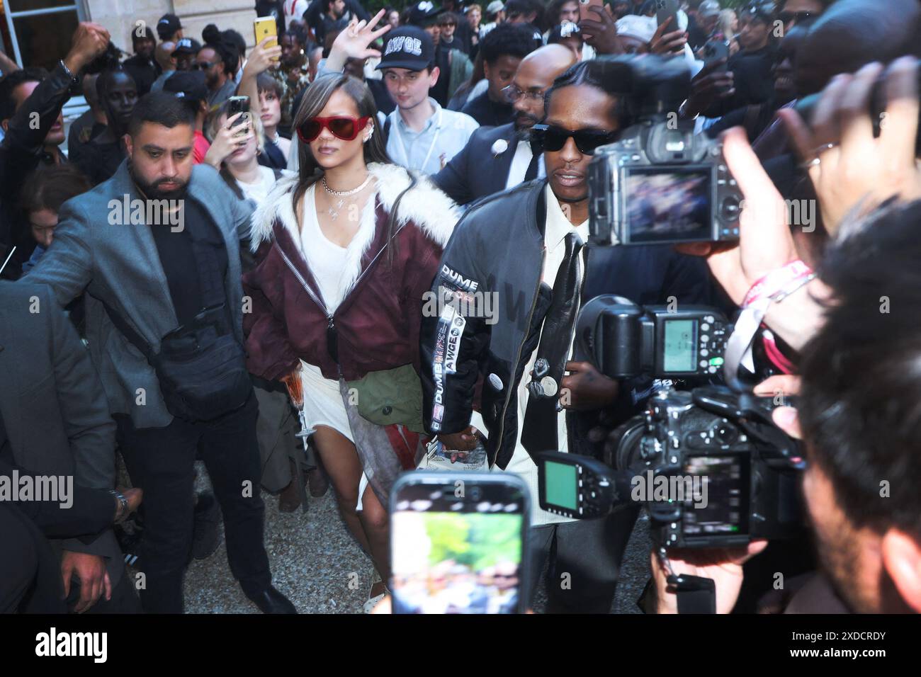 Rihanna and Asap Rocky attending the A$AP Rocky's, "AMERICAN SABOTAGE ...