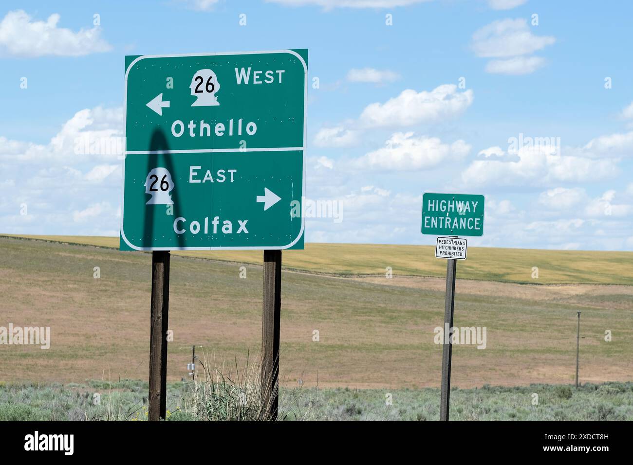 Highway entrance sign where Highway 395 meets Highway 26 in Adams ...