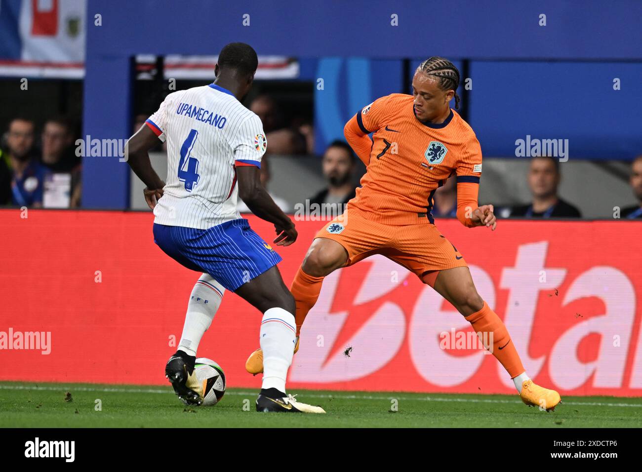 Xavi Simons (Netherlands)Dayot Upamecano (France) during the UEFA Euro ...