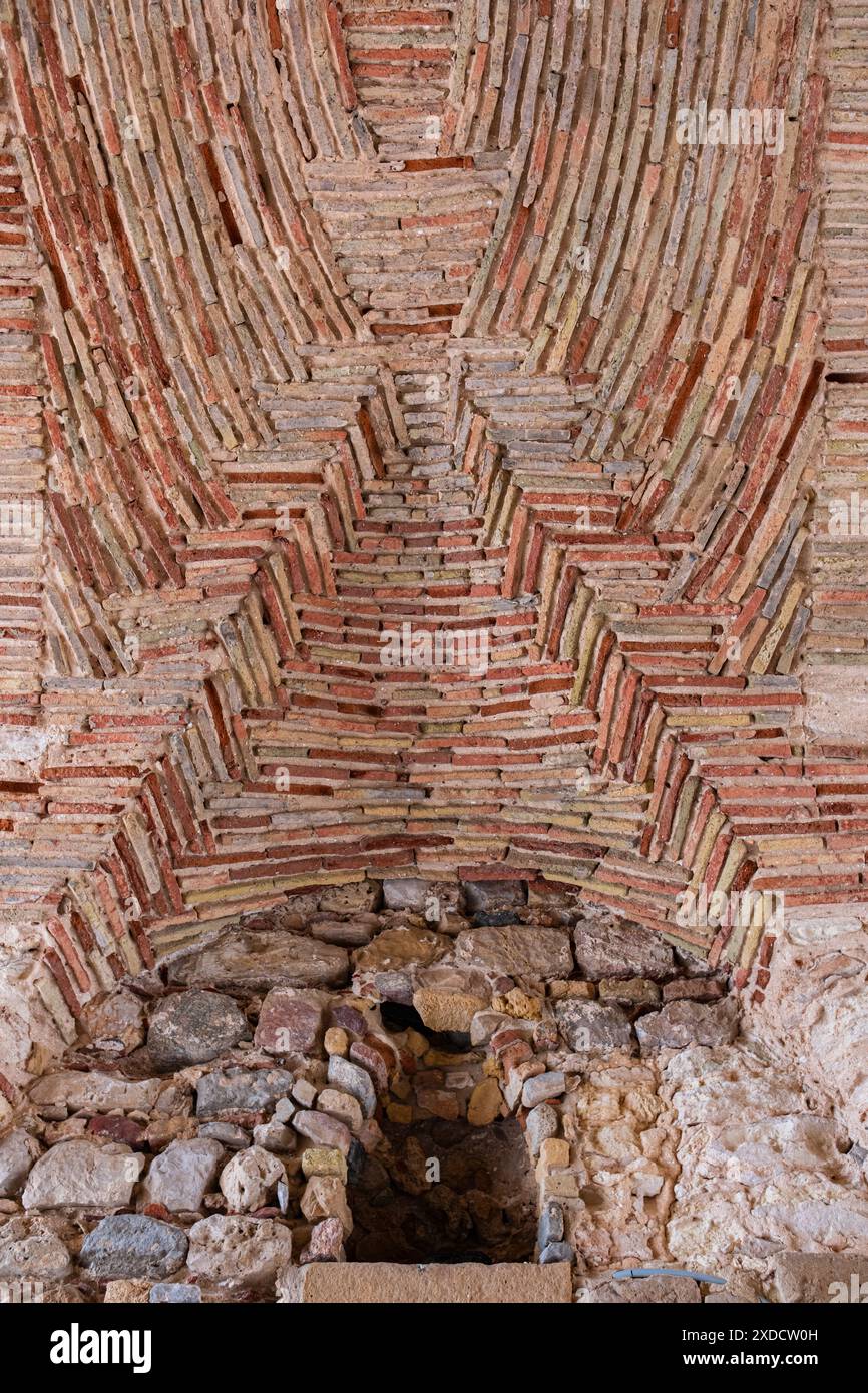 Antique brickwork in a historic old place in Portugal. The ceiling ...